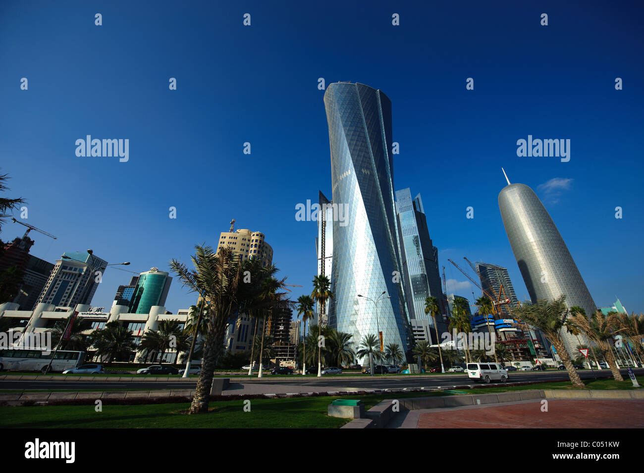 Skyscrapers in Al Dafna district of Doha located on the Corniche ...