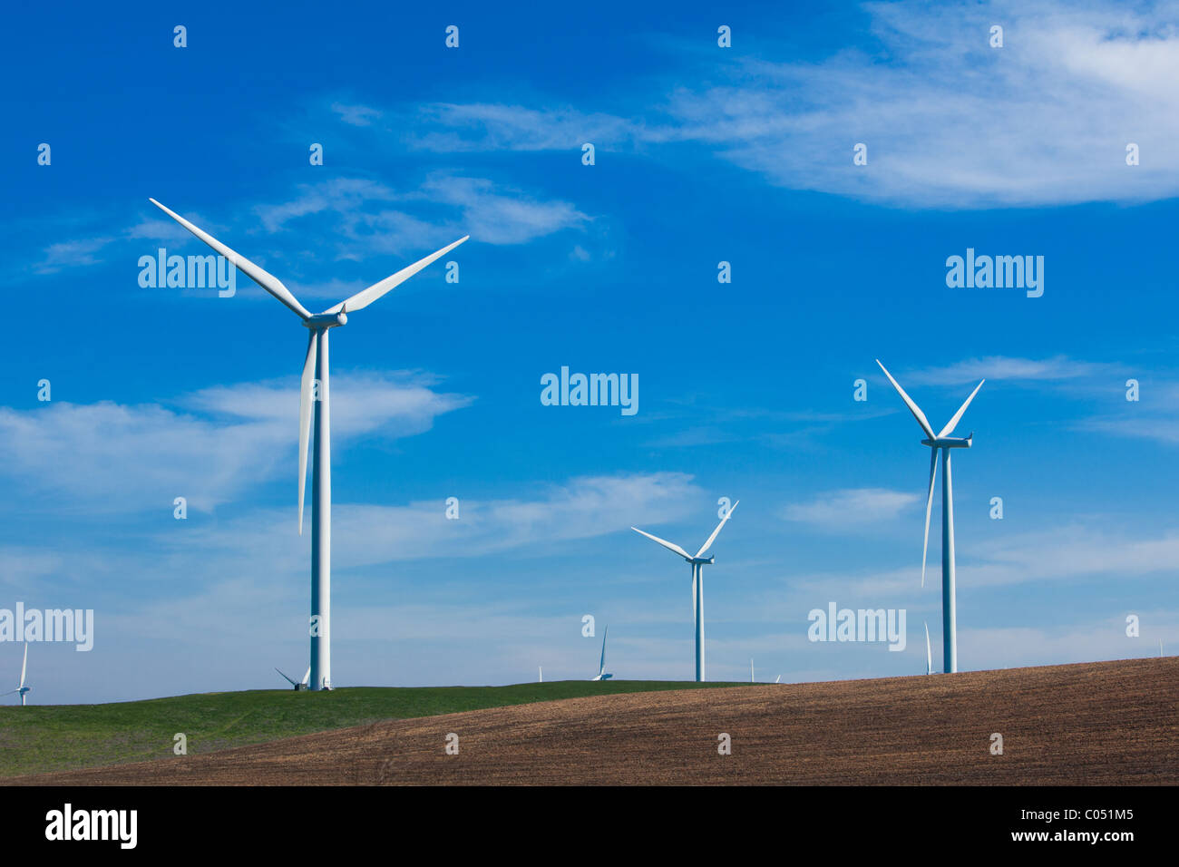 Wind Farm with Blue Sky Stock Photo - Alamy
