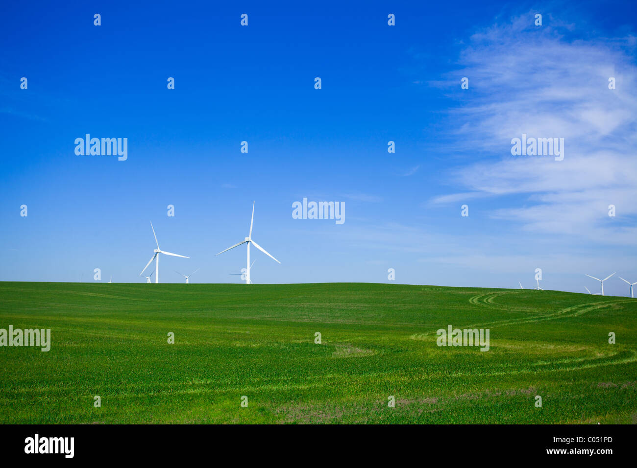 Wind Farm with Blue Sky Stock Photo - Alamy
