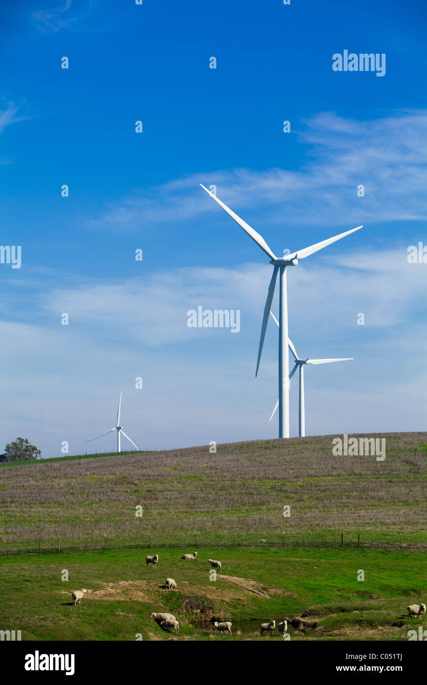 Wind Farm with Blue Sky Stock Photo - Alamy
