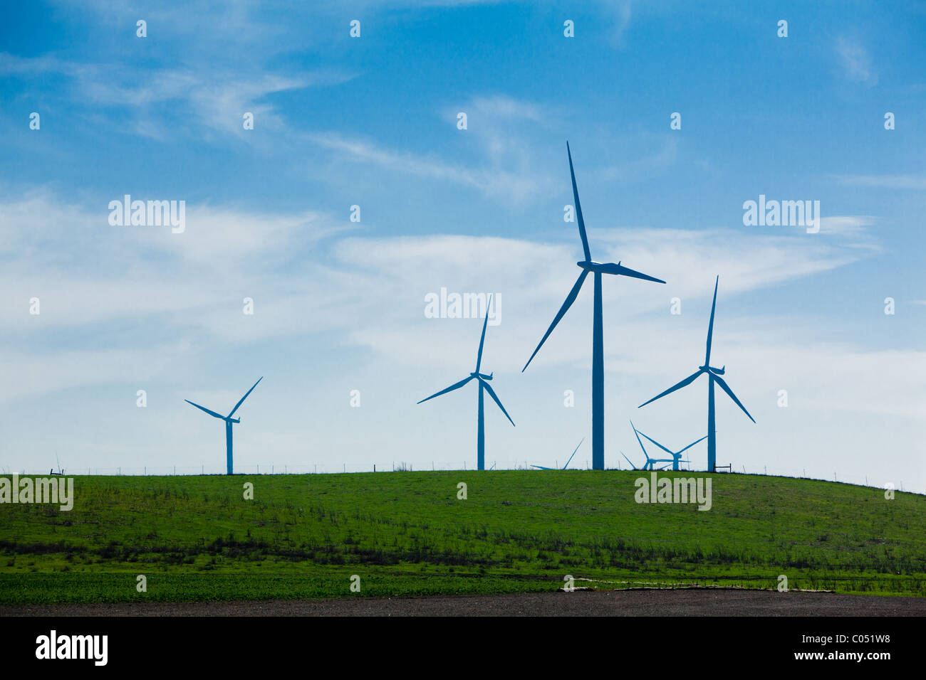 Wind Farm with Blue Sky Stock Photo - Alamy