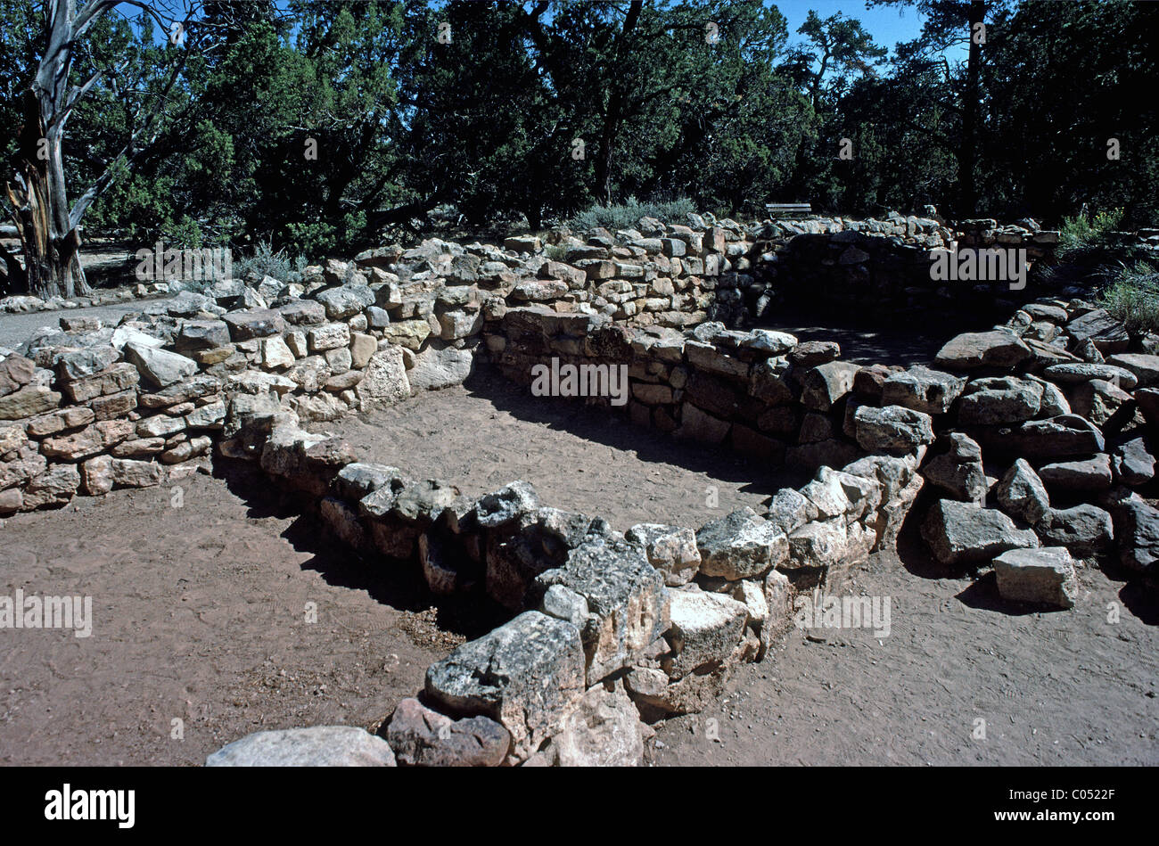 Anasazi Indian Tusayan ruins along East rim drive, South Rim, Grand ...