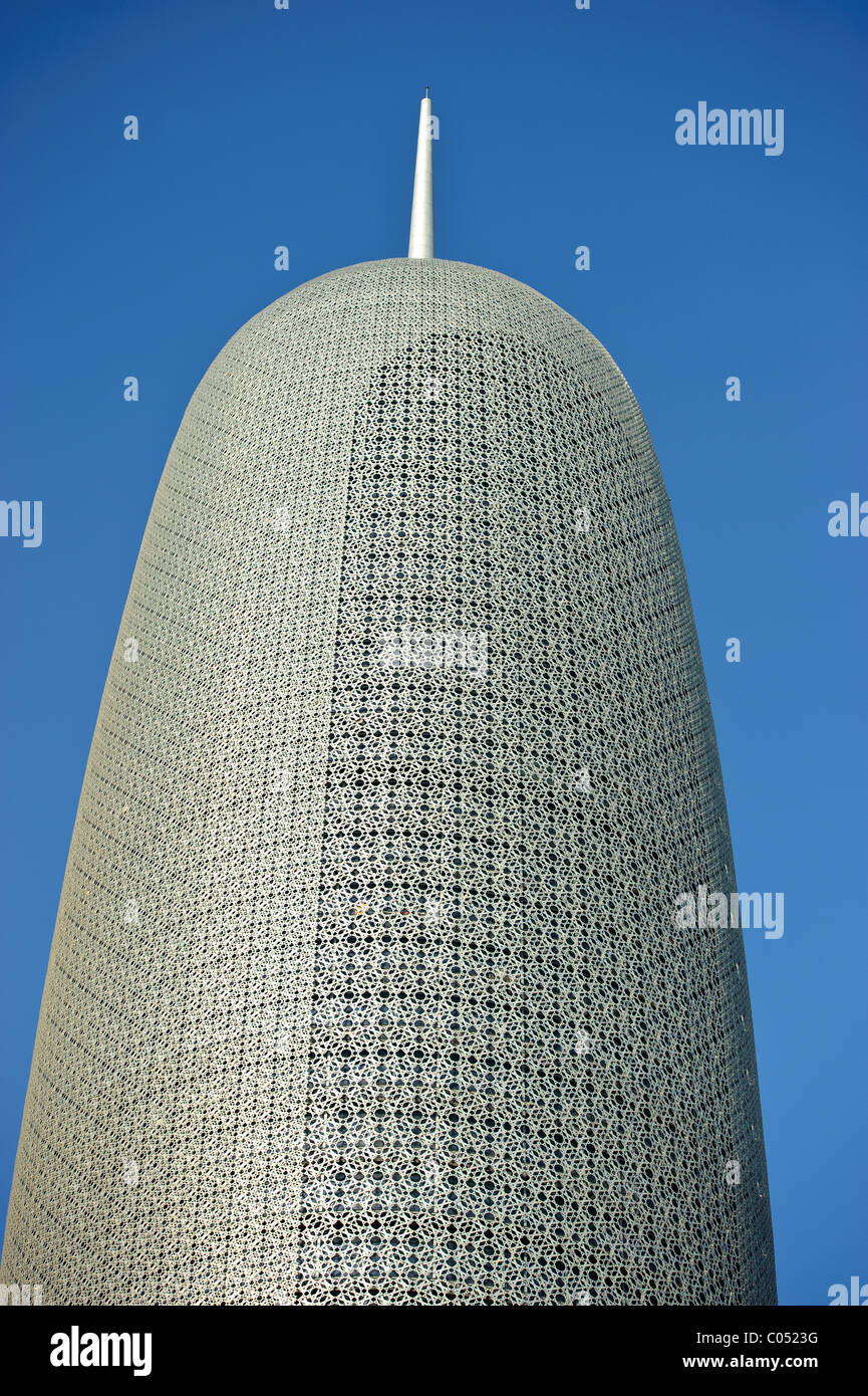 Pedestrian Crossing Sign in front of the Doha 9 High Rise Office Tower ...