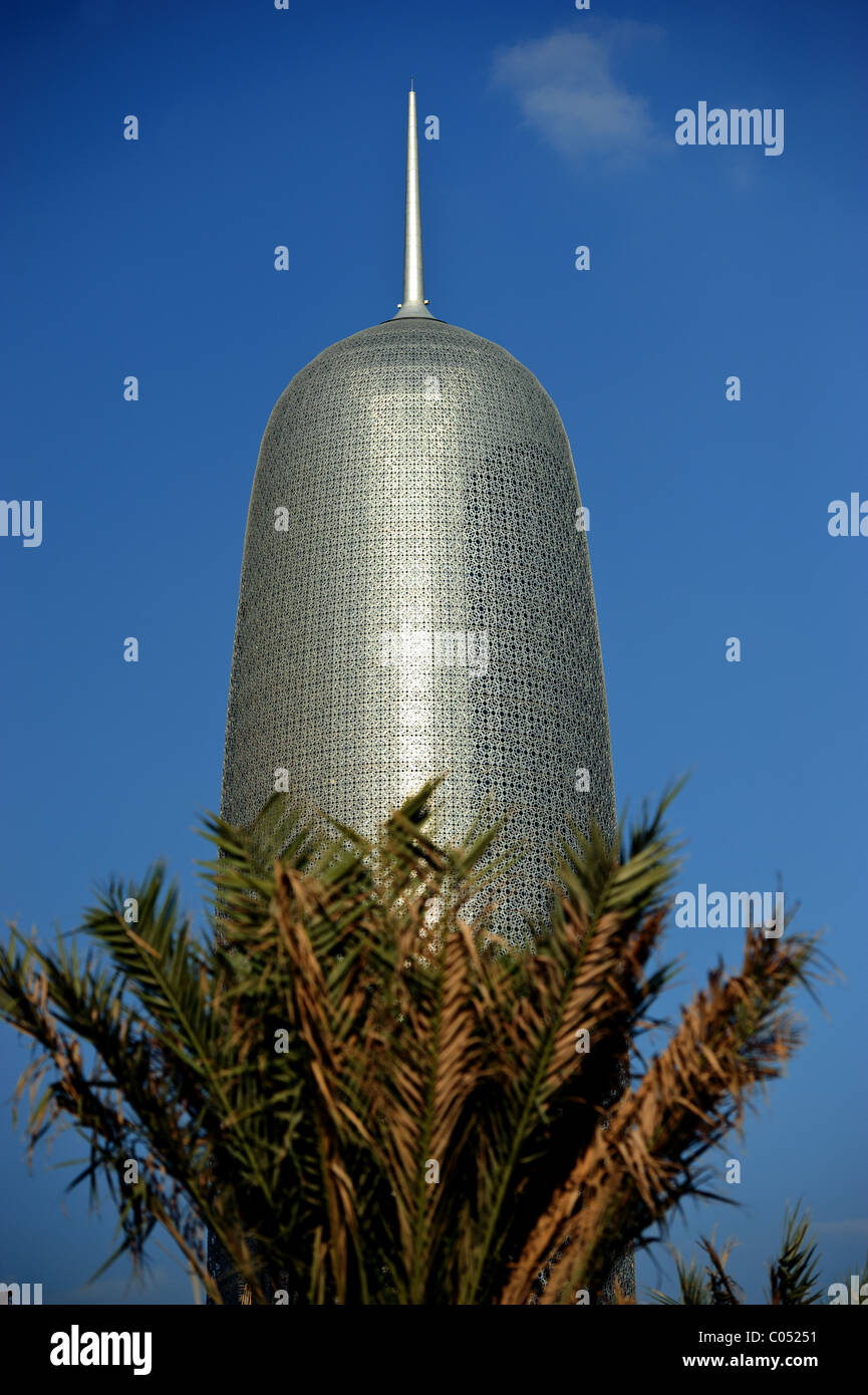 Pedestrian Crossing Sign in front of the Doha 9 High Rise Office Tower ...