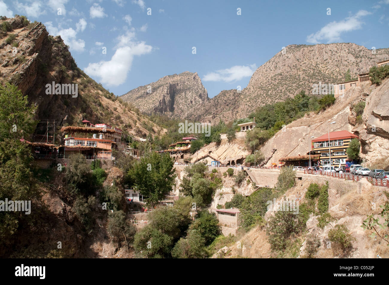 A view of the popular Kurdish mountain resort town of Sulav, just below ...