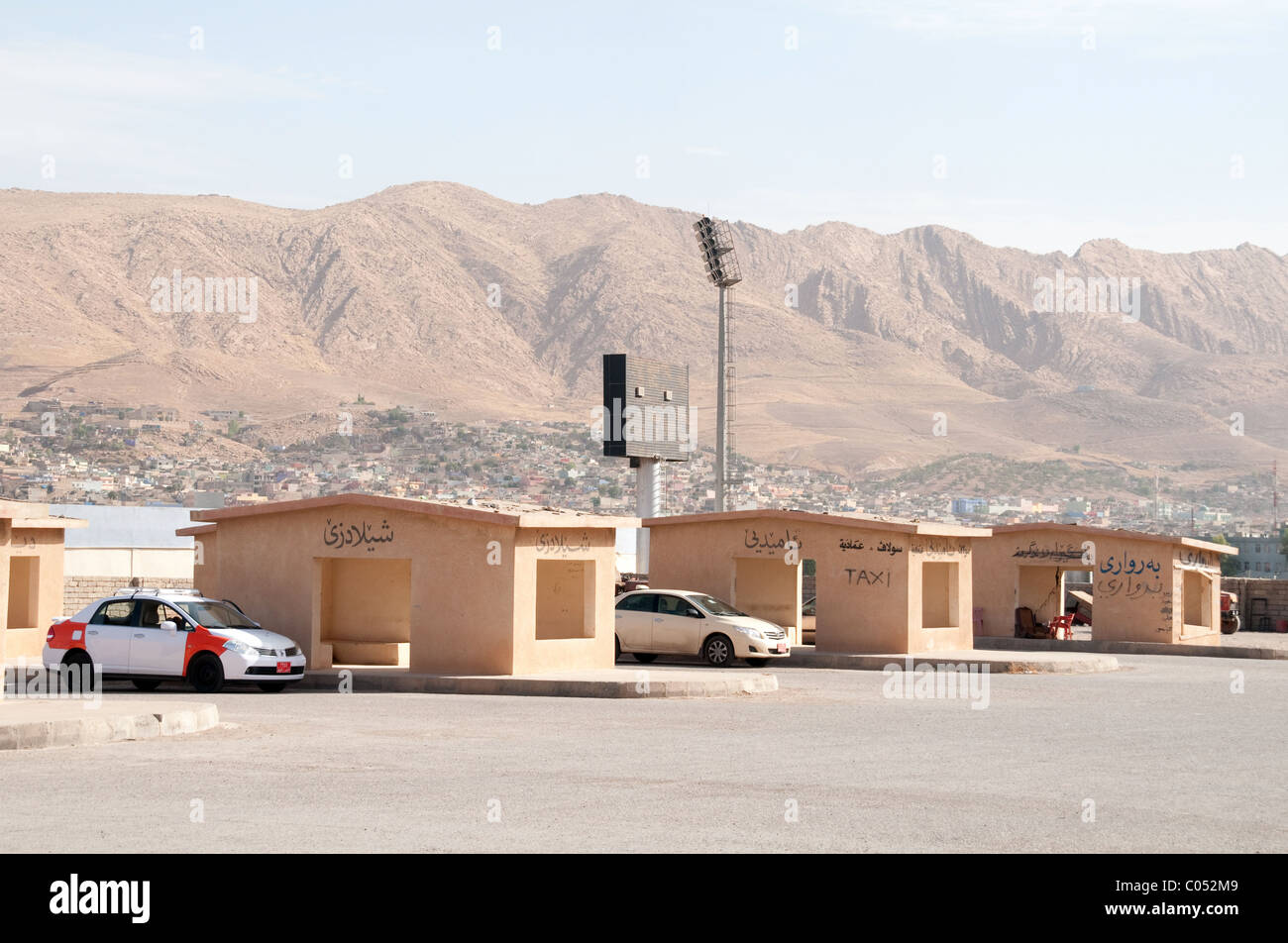 The main intercity taxi station and depot in the Iraqi city of Duhok ...