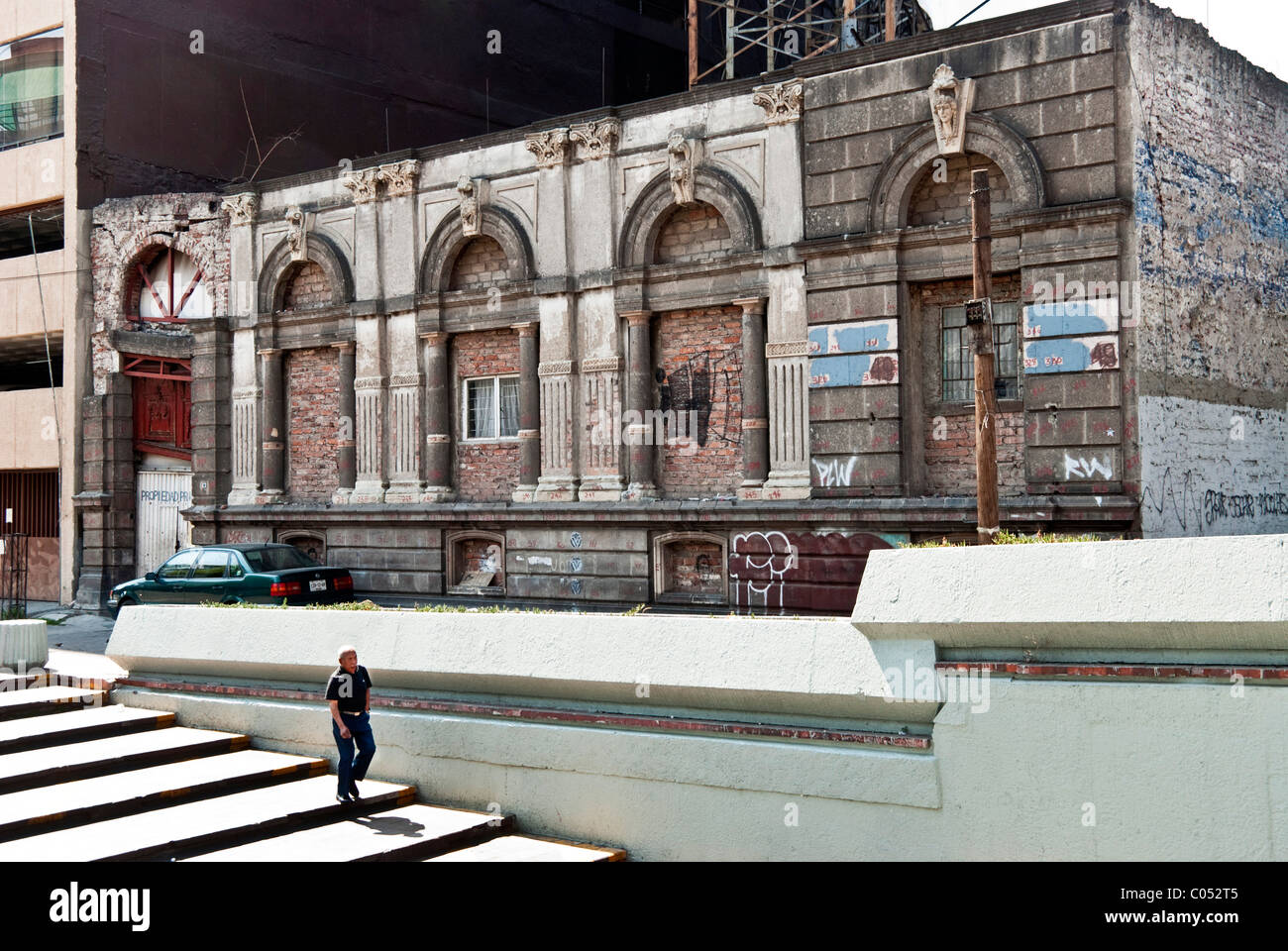 fine old deteriorated classic revival building in Mexico City with ...