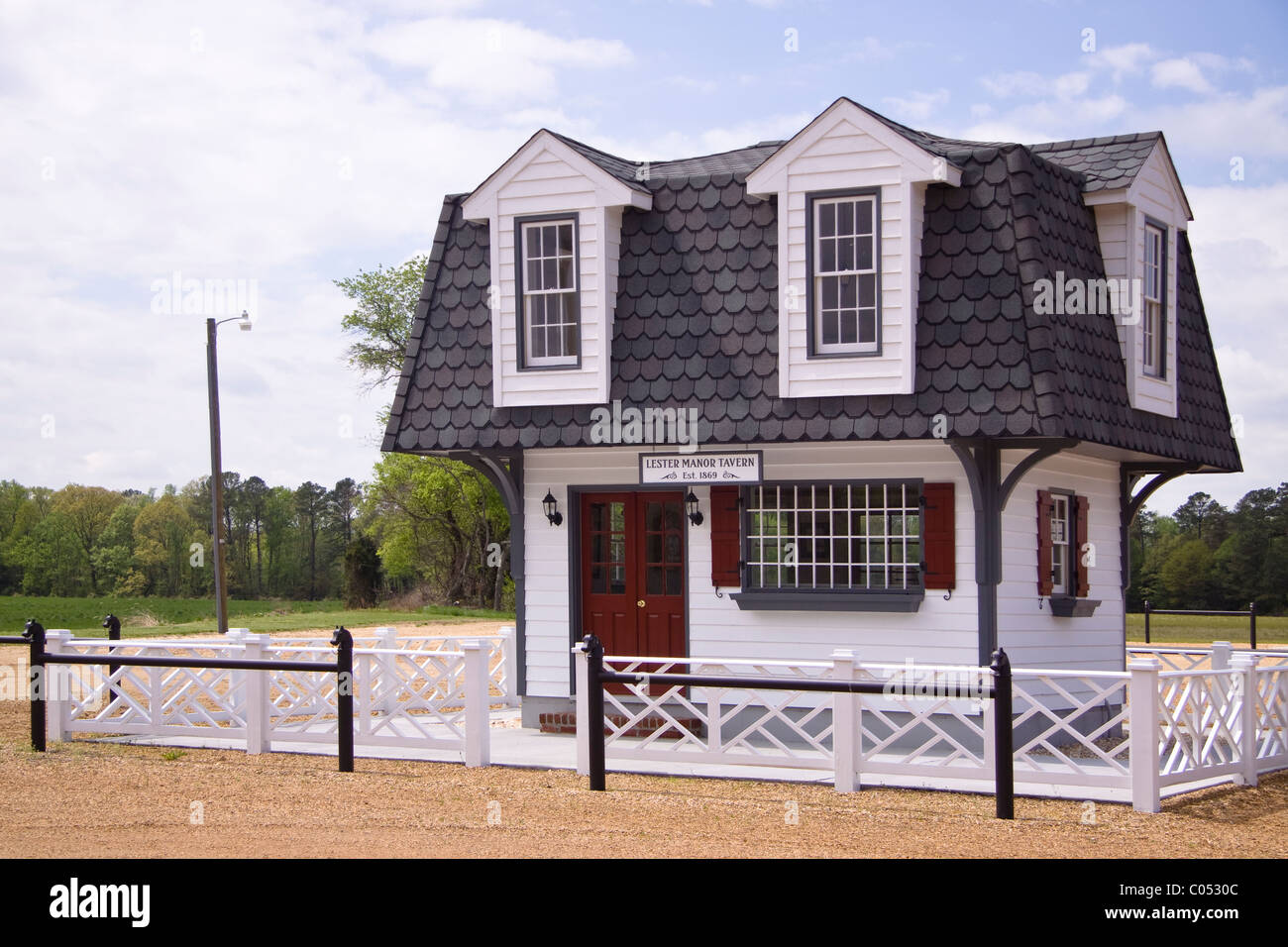 A two story tavern replica that was established in 1869 at Lester Manor ...
