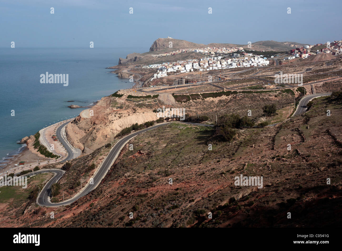 The coastal town of Al-Hoceima, Morocco on the Mediterranean Sea Stock ...