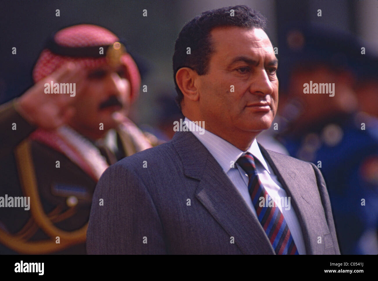 Egyptian President Hosni Mubarak at honor guard ceremony at the ...