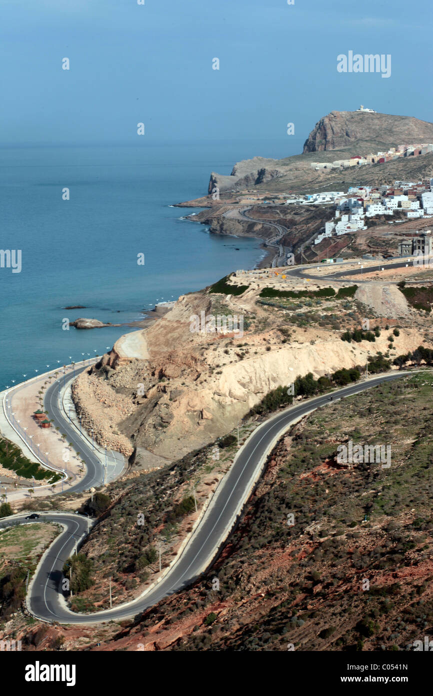 The coastal town of Al-Hoceima, Morocco on the Mediterranean Sea Stock ...