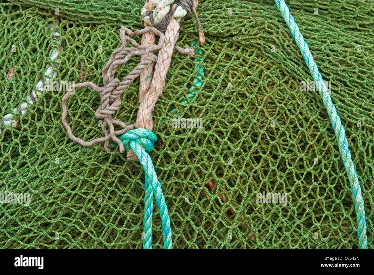 Herring seine type fishing nets stacked up outside the Silver Bay ...