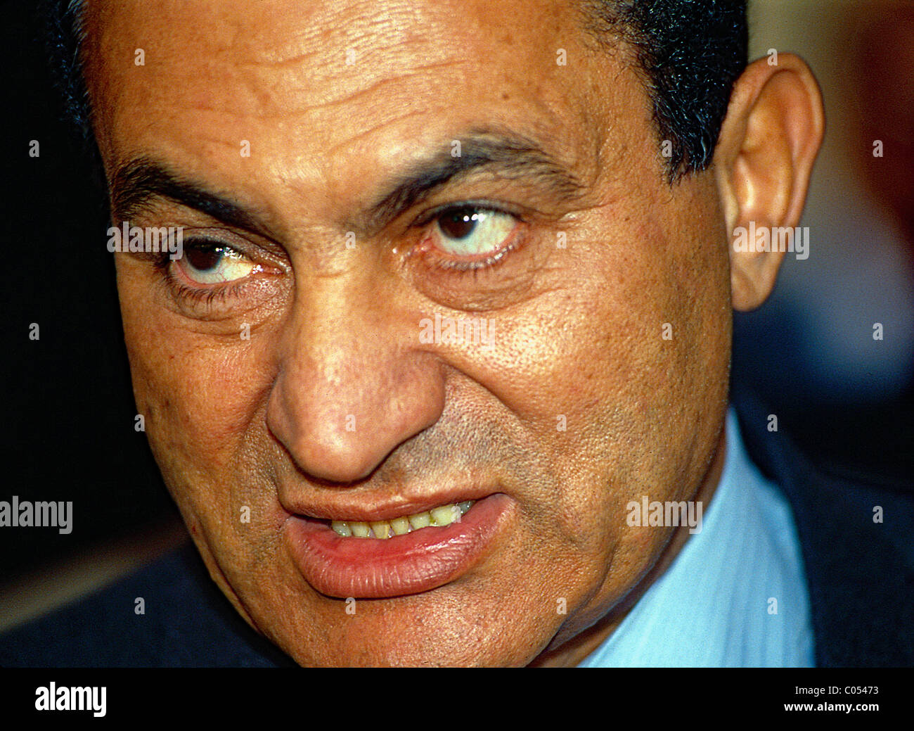 Egyptian President Hosni Mubarak at a conference in Cairo Egypt Stock ...