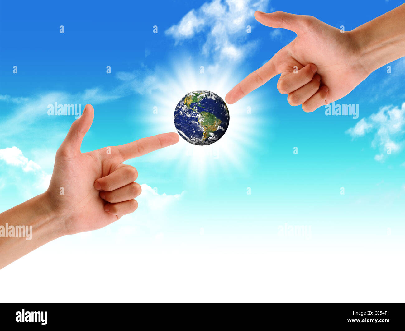 Two fingers in a small world Stock Photo - Alamy