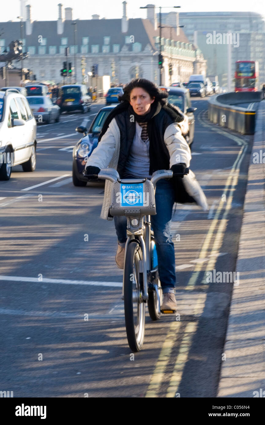 London , Westminster Bridge , pretty young girl or lady or woman on ...
