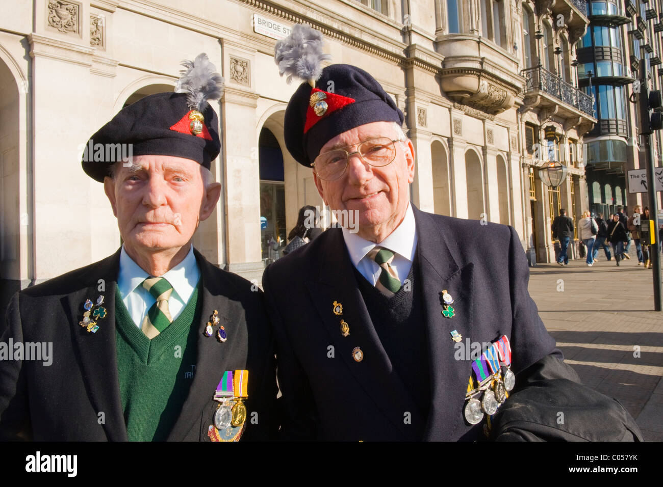 London , Westminster , 2 old soldiers or veterans with medals & uniform ...
