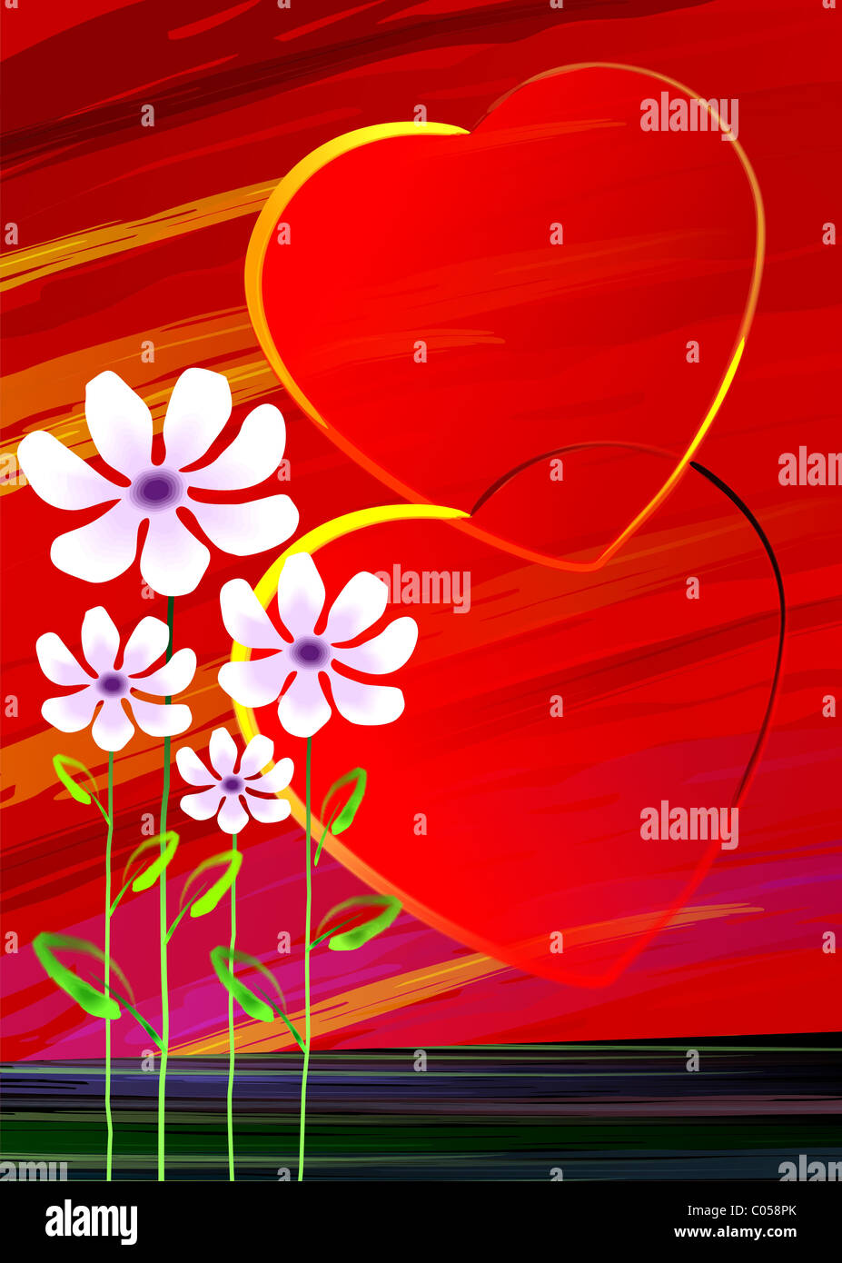 Romantic flowers with the symbol of love Stock Photo - Alamy
