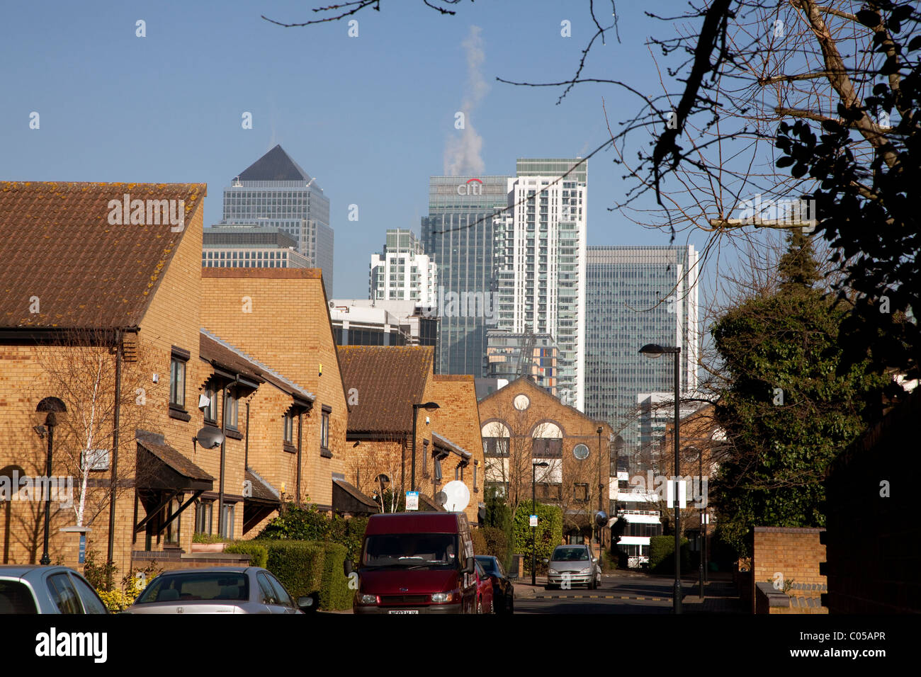 Canary Wharf seen from Mudchute, Isle of Dogs, London Stock Photo - Alamy