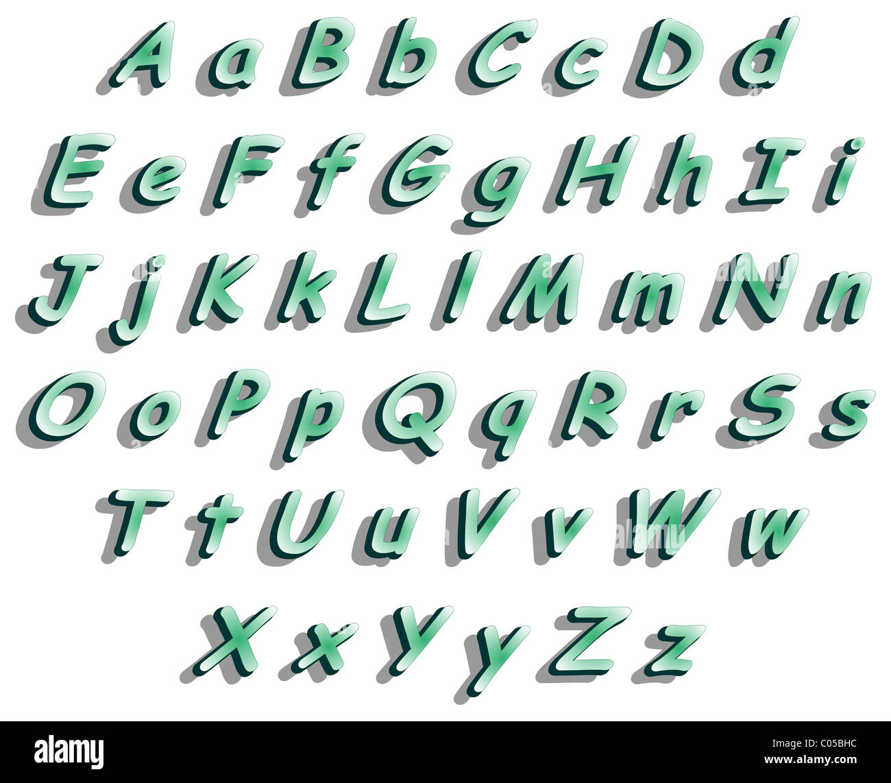 The English alphabet, volume italic letters with a shade Stock Photo ...