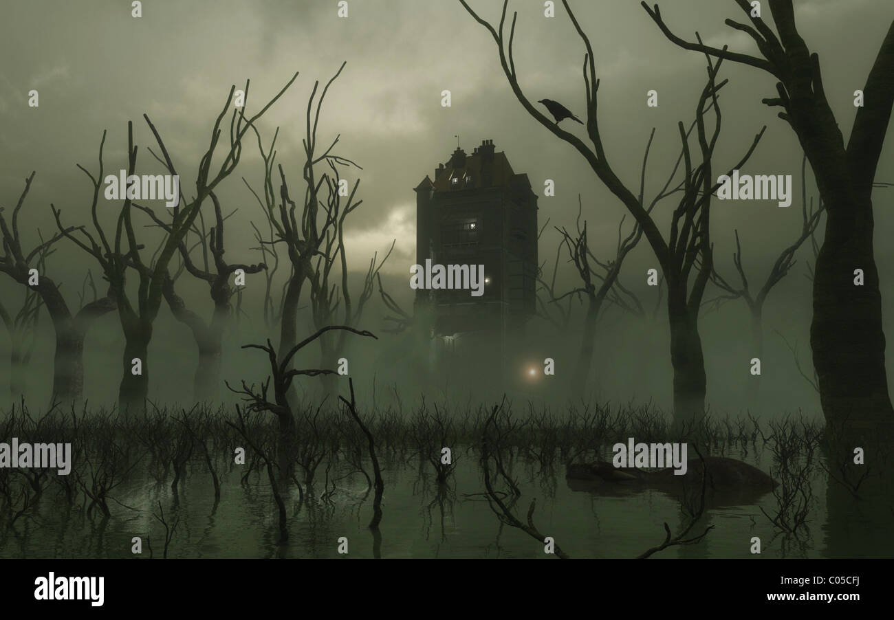 Haunted Tower in the Swamp Stock Photo - Alamy