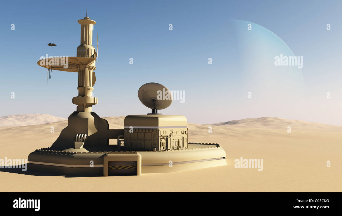 Futuristic Sci-Fi desert outpost building Stock Photo - Alamy