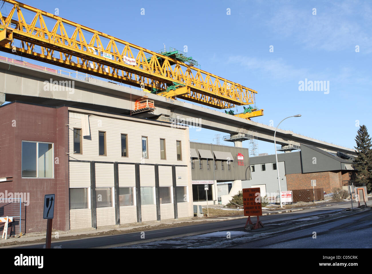 Light rail transit construction in Calgary, Alberta, Canada Stock Photo ...