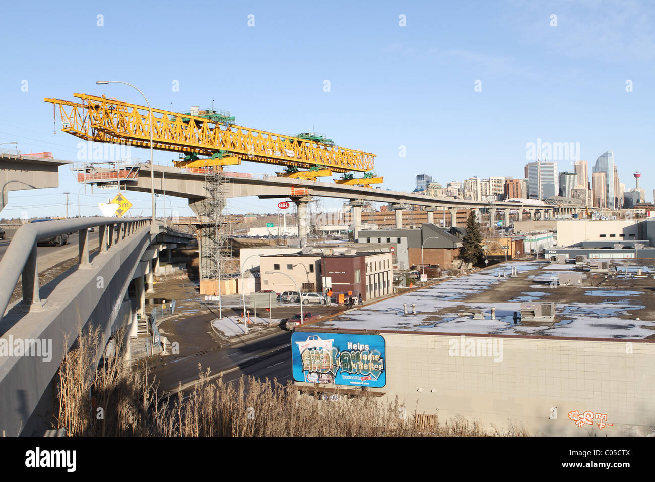 Light rail transit construction in Calgary, Alberta, Canada Stock Photo ...