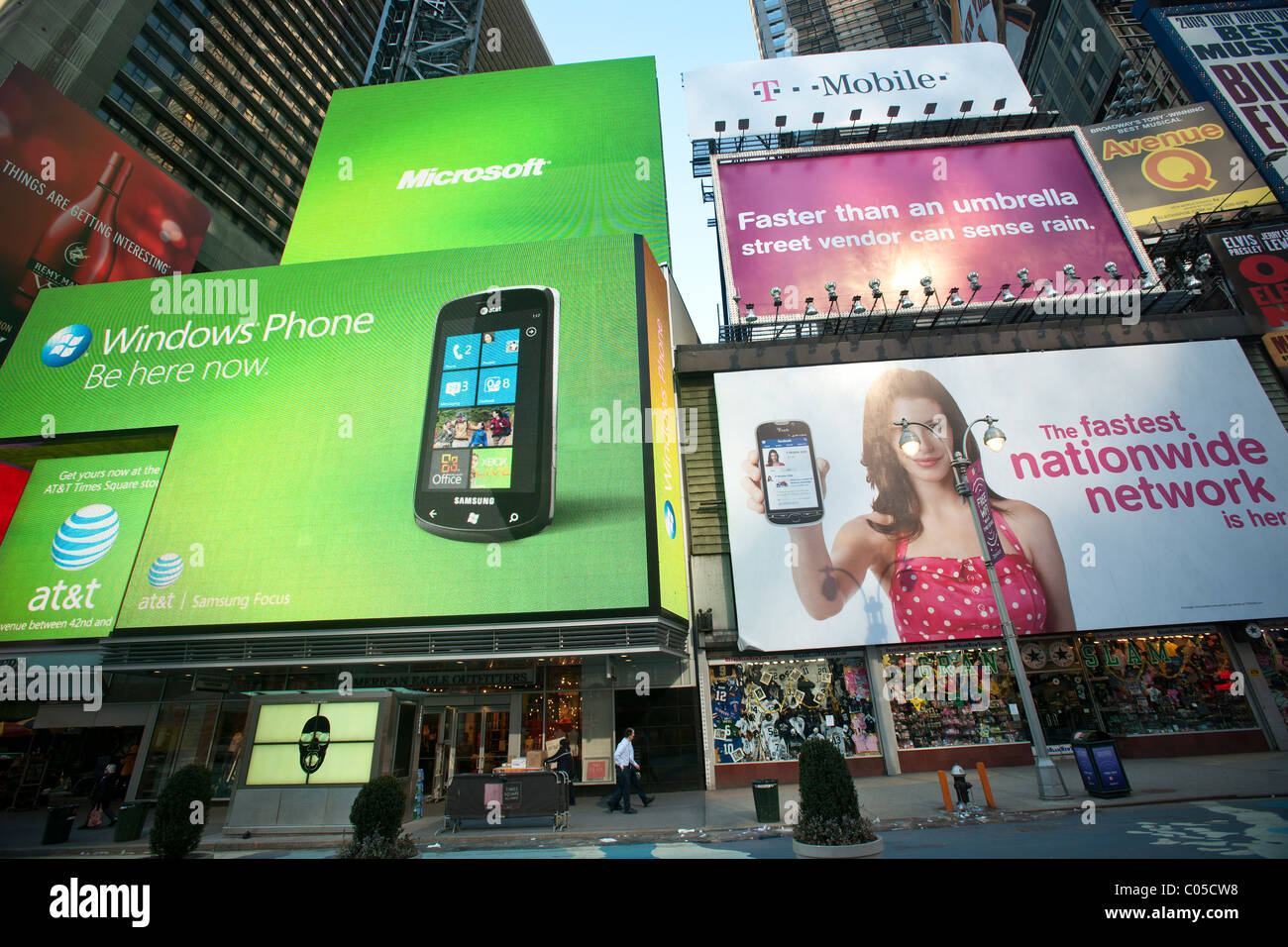 An advertisement for T-Mobile cell phones is seen next to an ...