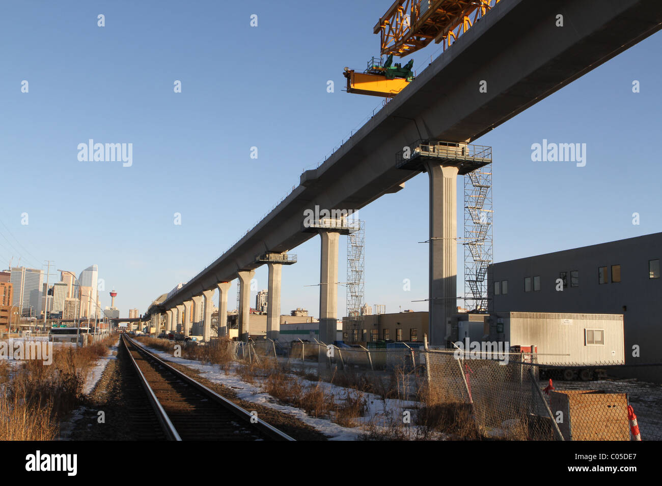 Light rail transit construction in Calgary, Alberta, Canada Stock Photo ...