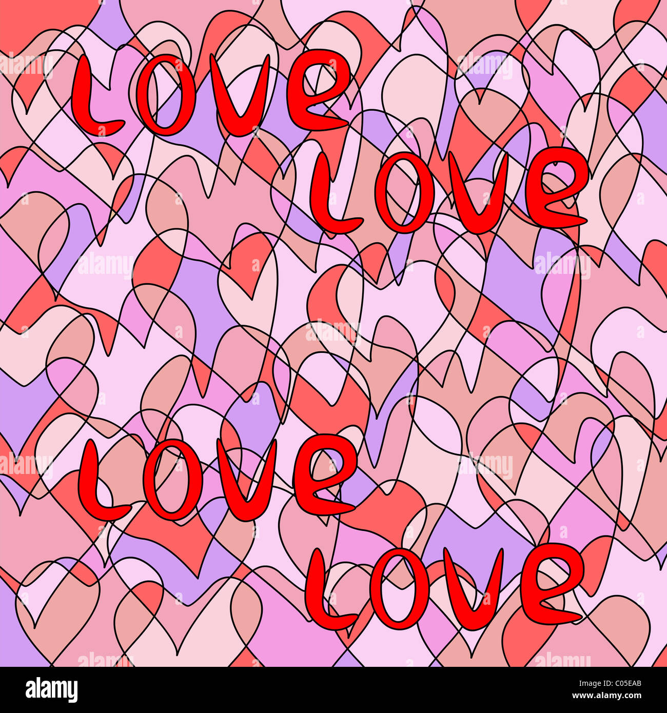 Multicolored background from small sectors of heart with an inscription ...