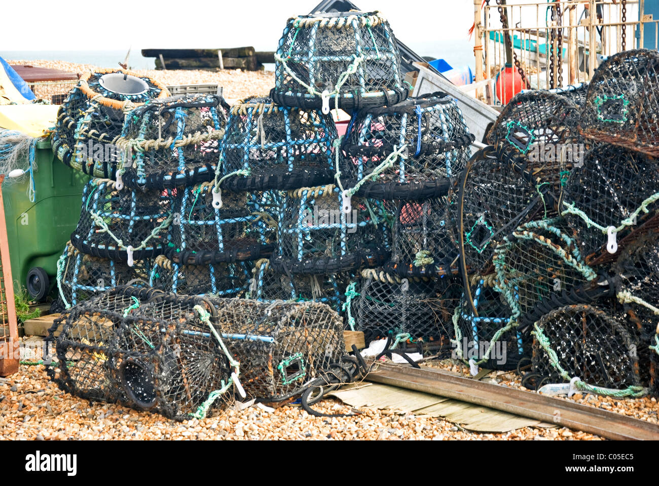 Pile of fishing pots Stock Photo - Alamy