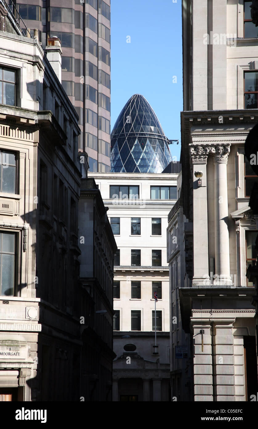 A view of the Gherkin building in the City of London Stock Photo - Alamy