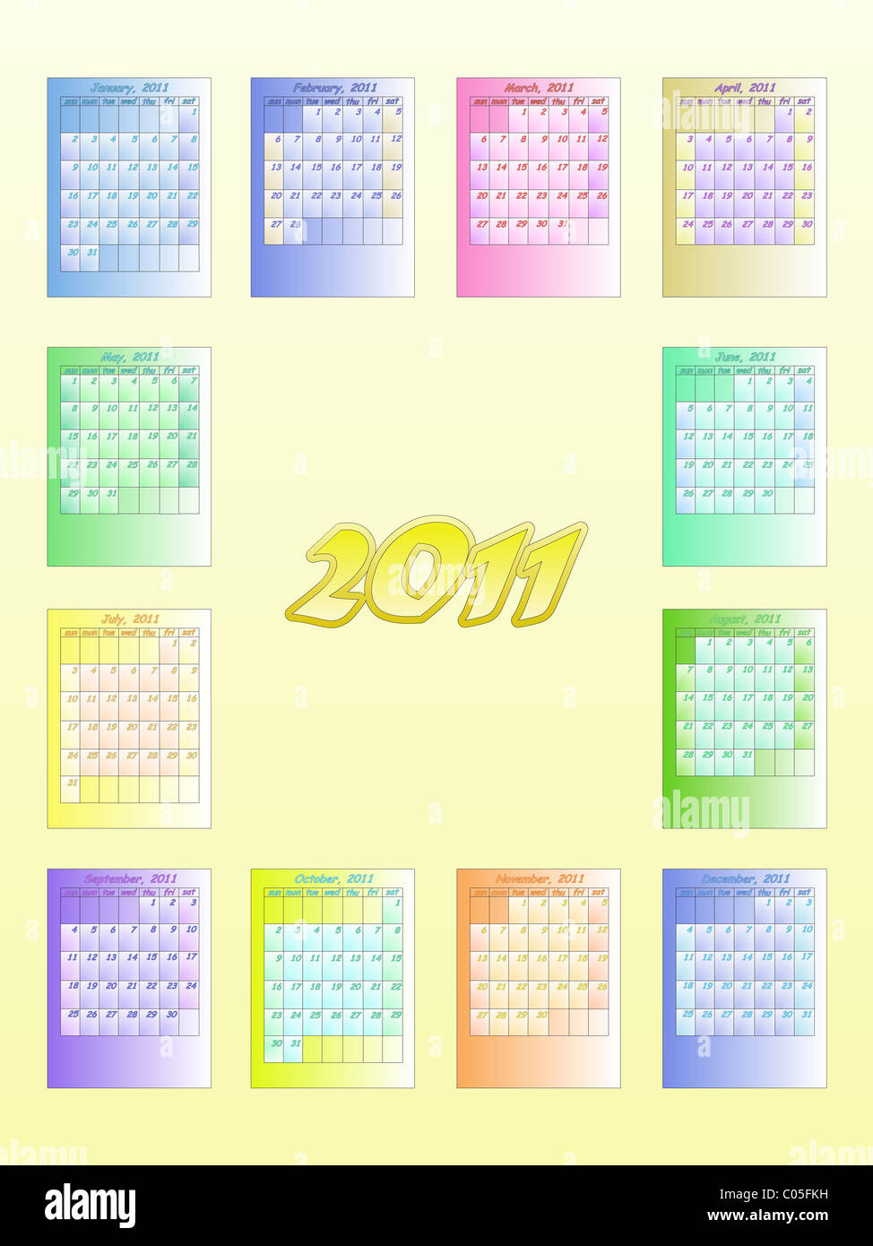 Calendar of 2011 in English Stock Photo - Alamy