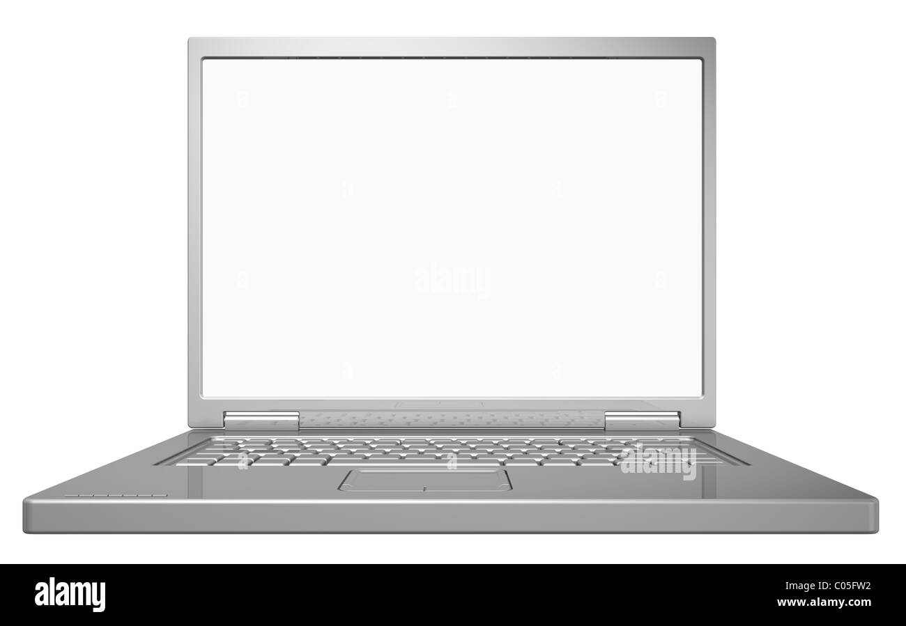Shiny gray laptop computer isolated on white Stock Photo - Alamy