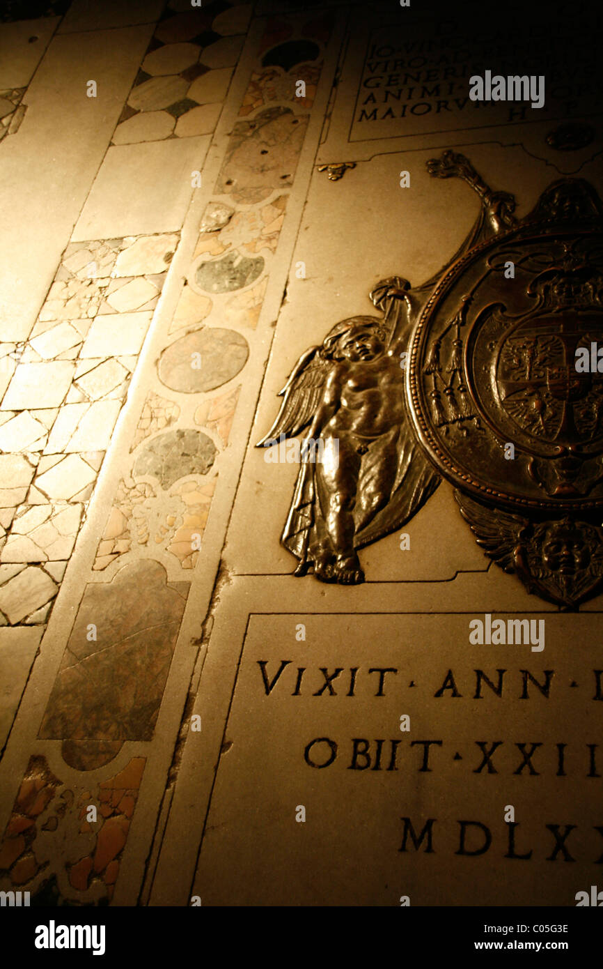 brass plate symbol inside church, rome, italy Stock Photo - Alamy