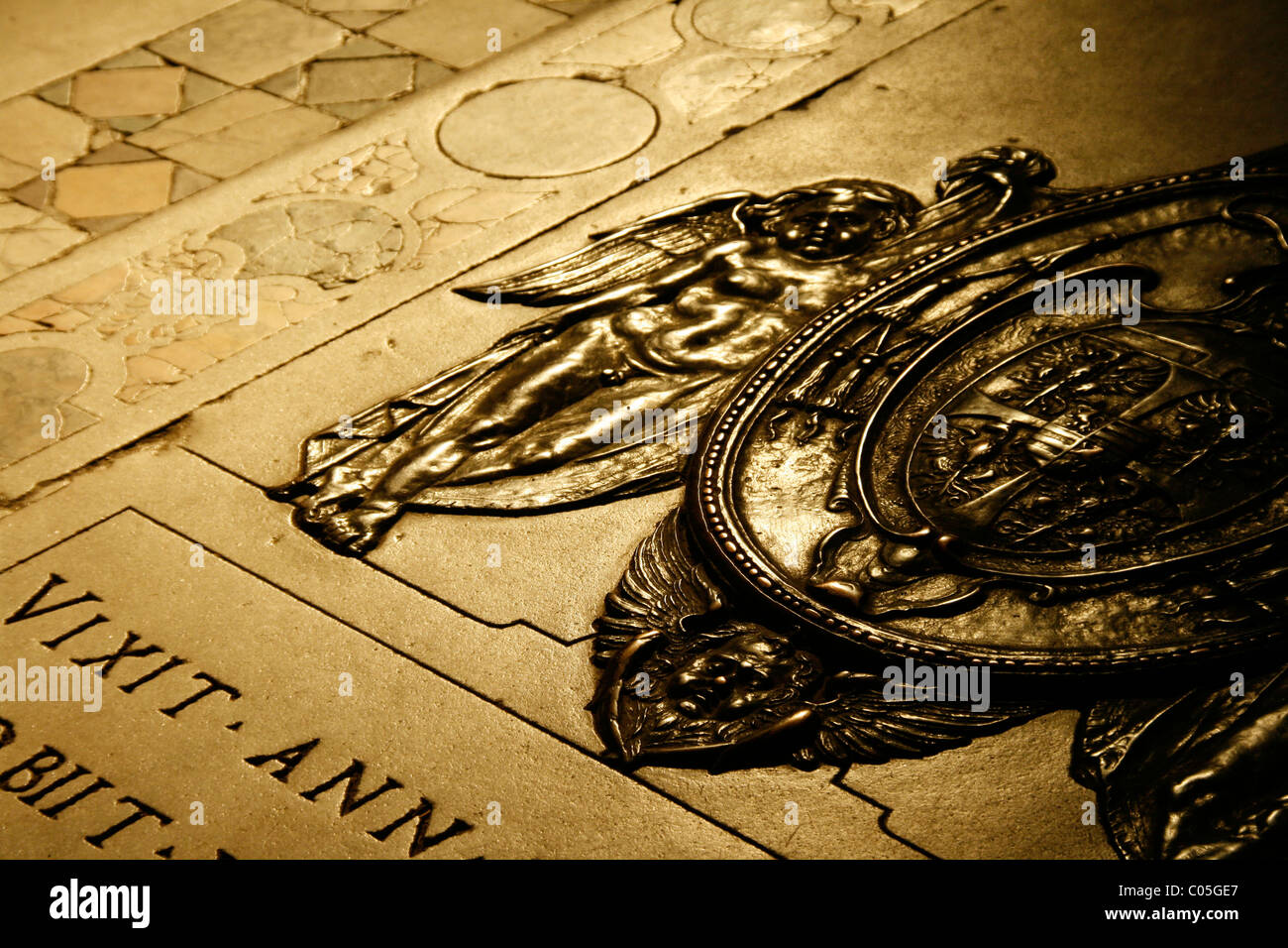 brass plate symbol inside church, rome, italy Stock Photo - Alamy