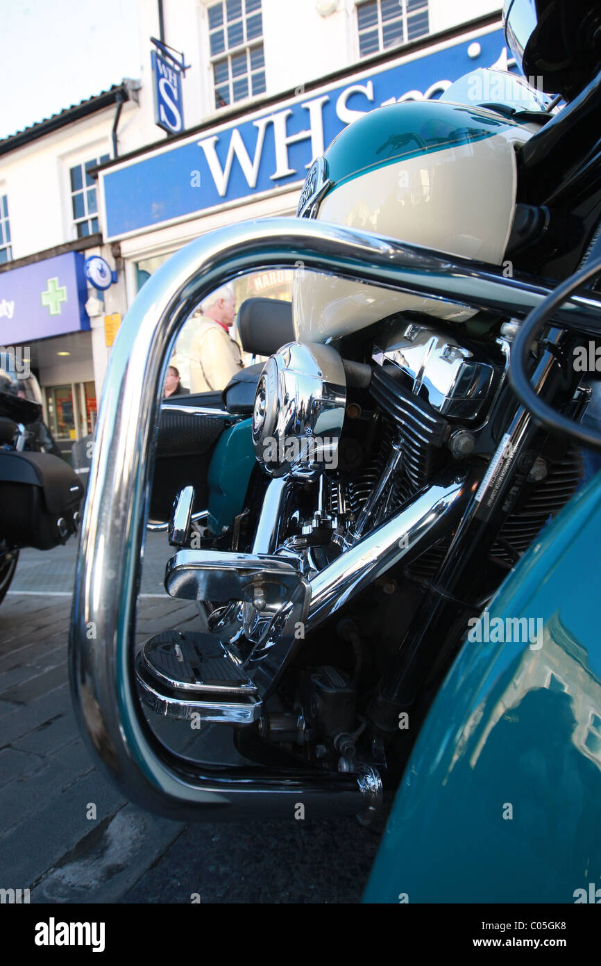 Annual Hoggin the Bridge bikers event, Chepstow, Wales. Sees bikers ...