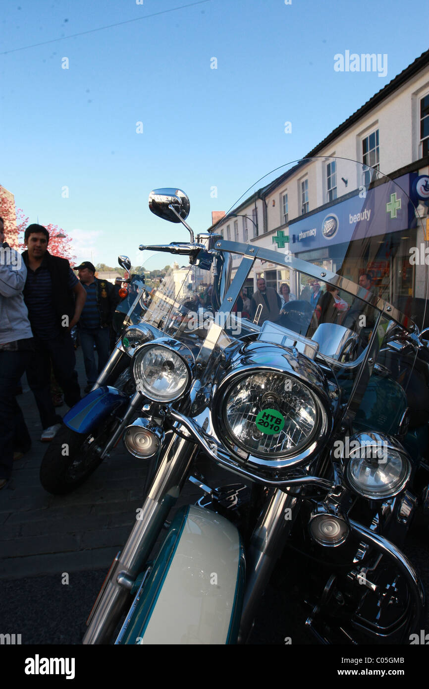 Annual Hoggin the Bridge bikers event, Chepstow, Wales. Sees bikers ...