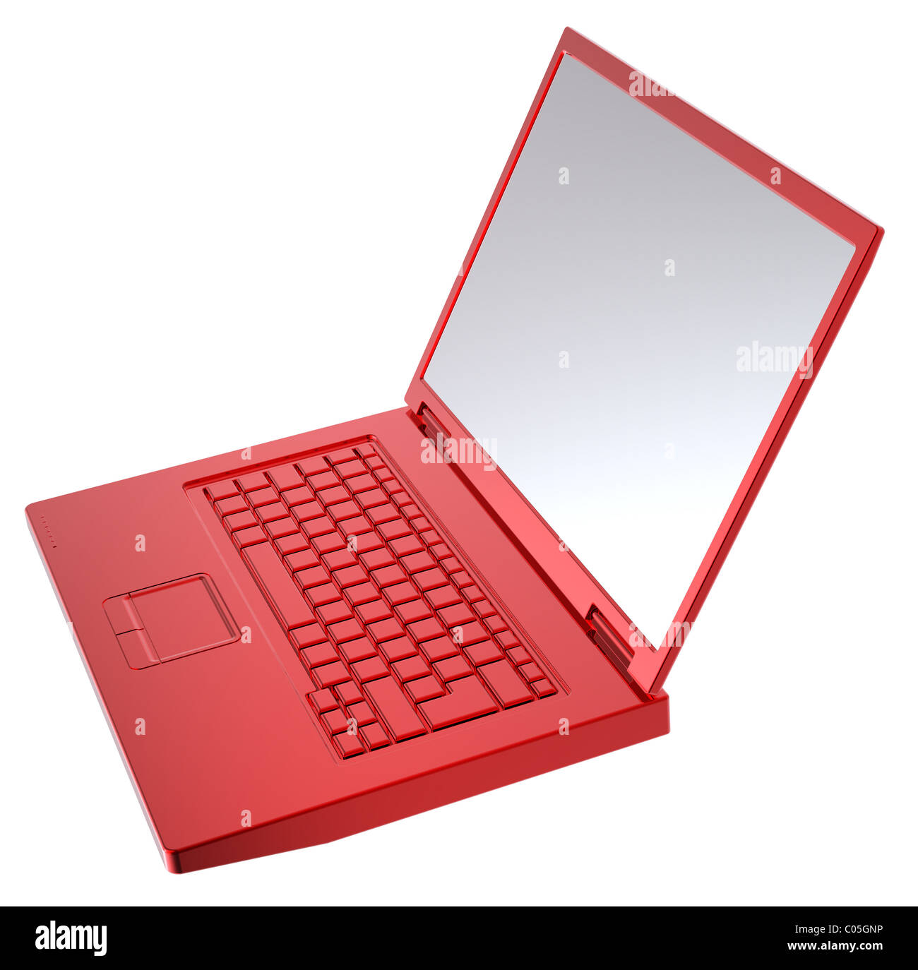 Shiny red laptop computer isolated on white Stock Photo - Alamy