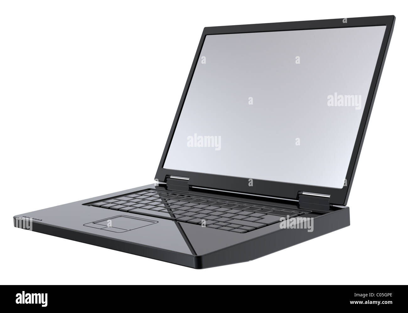 Shiny black laptop computer isolated on white Stock Photo - Alamy