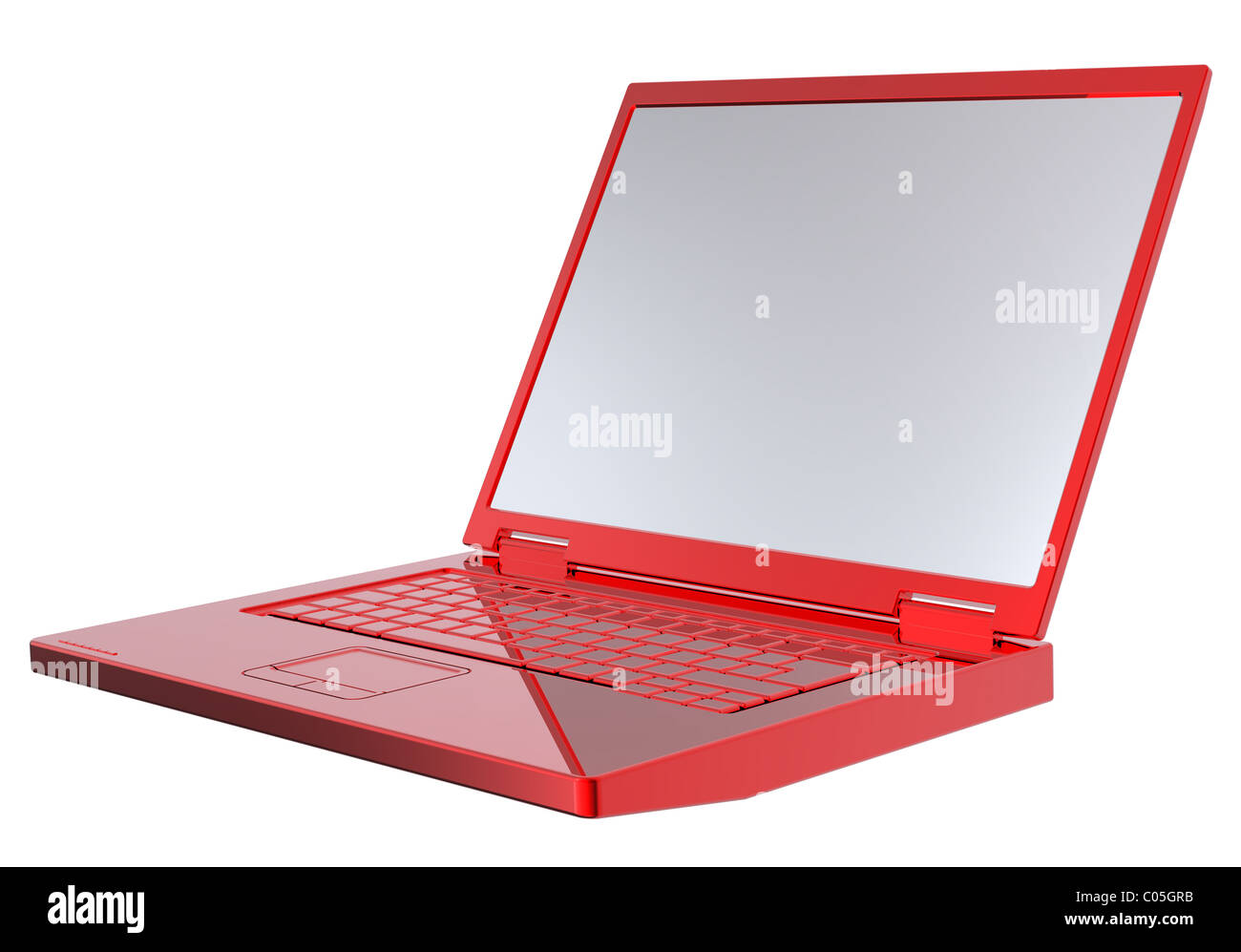 Shiny red laptop computer isolated on white Stock Photo - Alamy