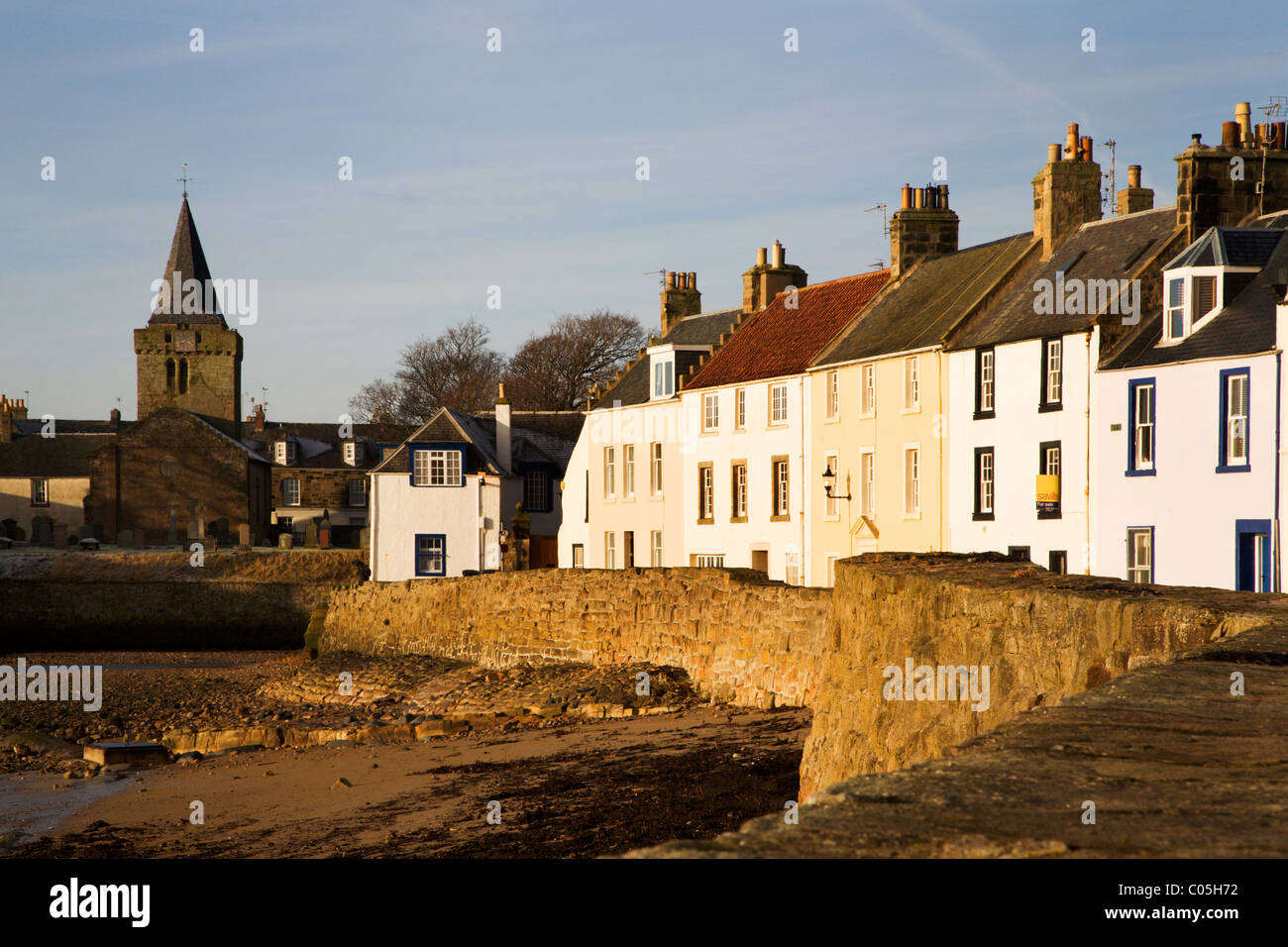 Seafront Cottages and Hew Scott Hall Anstruther Fife Scotland Stock ...