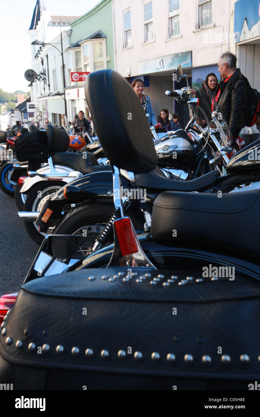 Annual Hoggin the Bridge bikers event, Chepstow, Wales. Sees bikers ...