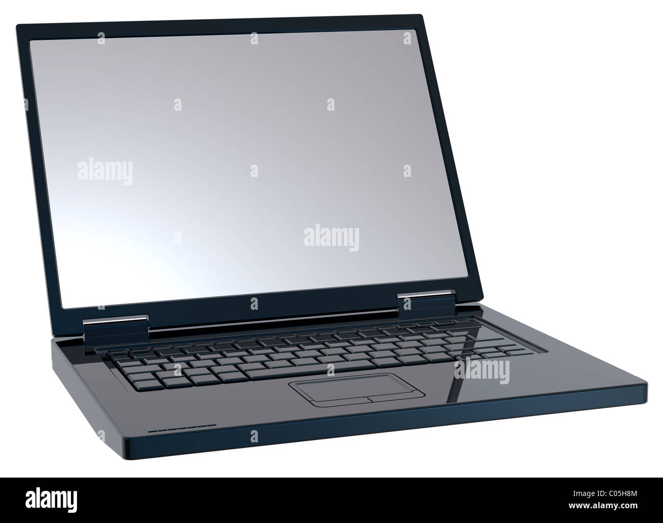 Shiny black laptop computer isolated on white Stock Photo - Alamy