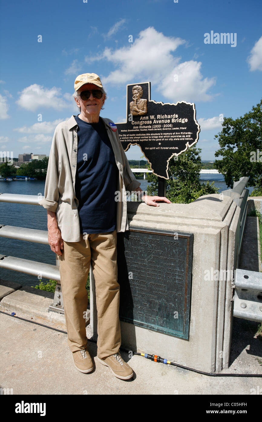 Austin writer Edwin "Bud:" Shrake next to memorial plaque for his long ...