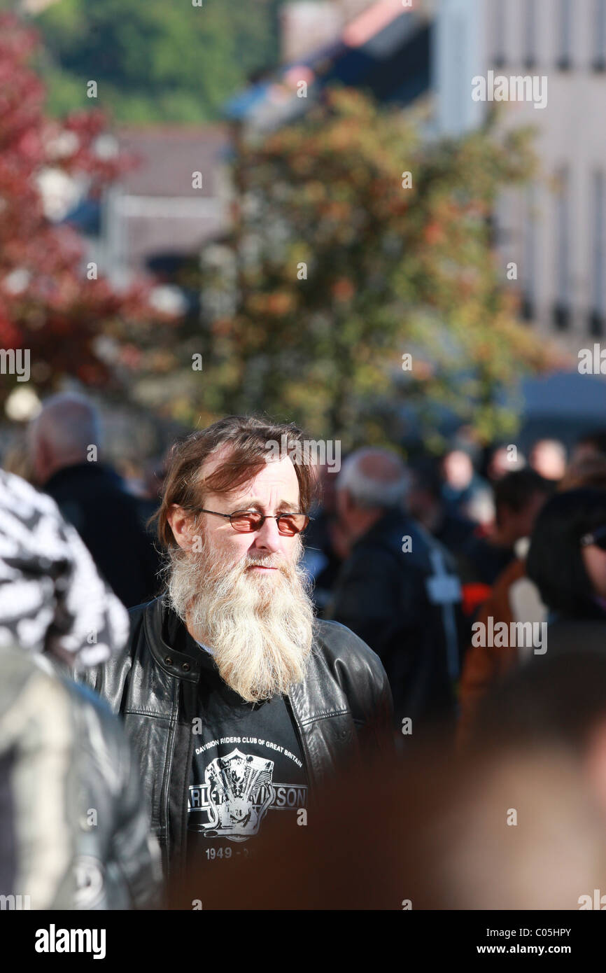 Annual Hoggin the Bridge bikers event, Chepstow, Wales. Sees bikers ...