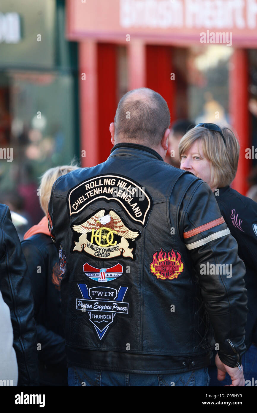 Annual Hoggin the Bridge bikers event, Chepstow, Wales. Sees bikers ...