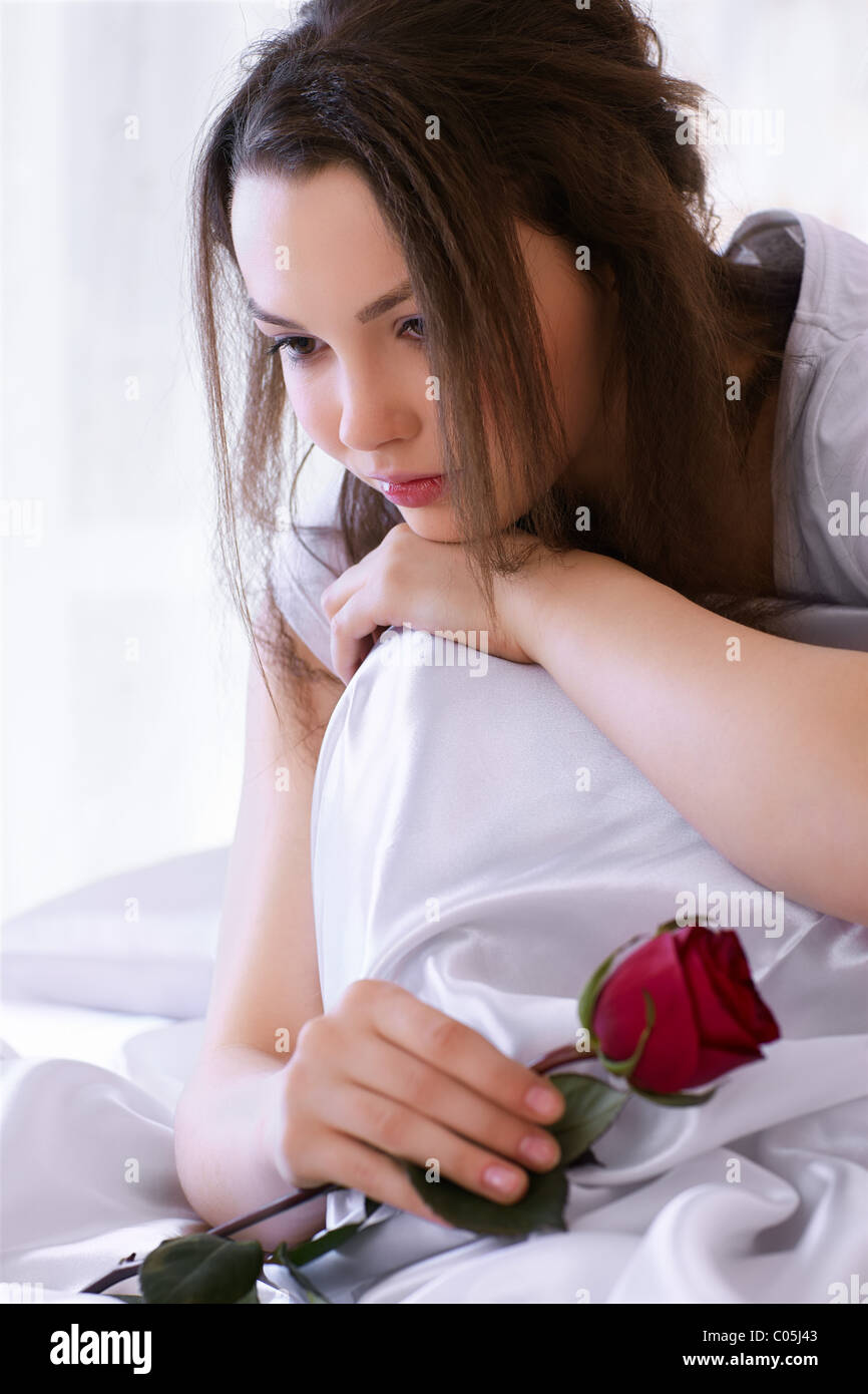beautiful girl with rose Stock Photo - Alamy