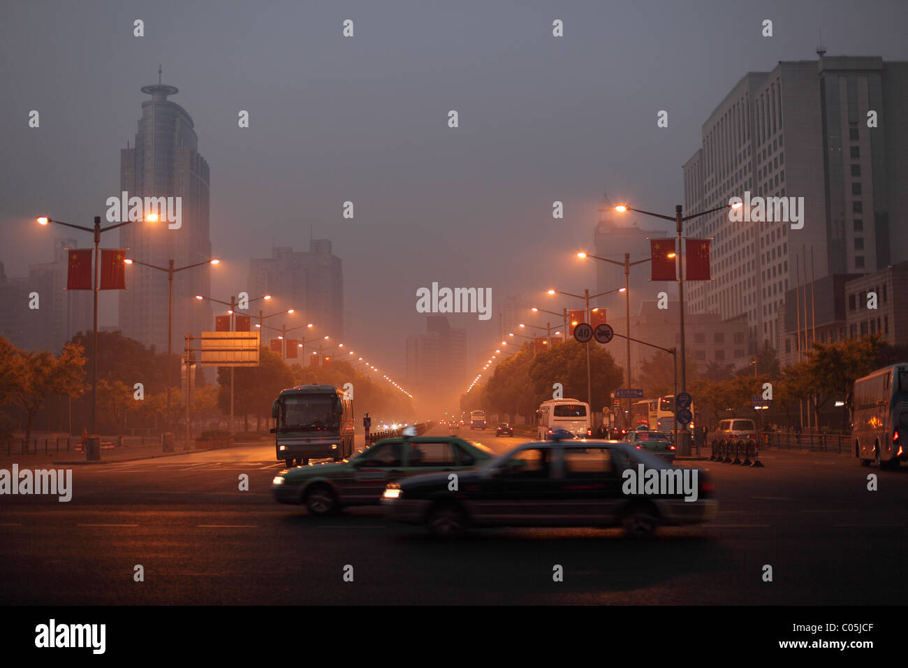 Shanghai city street in the morning, China. Photo taken at 20th of ...