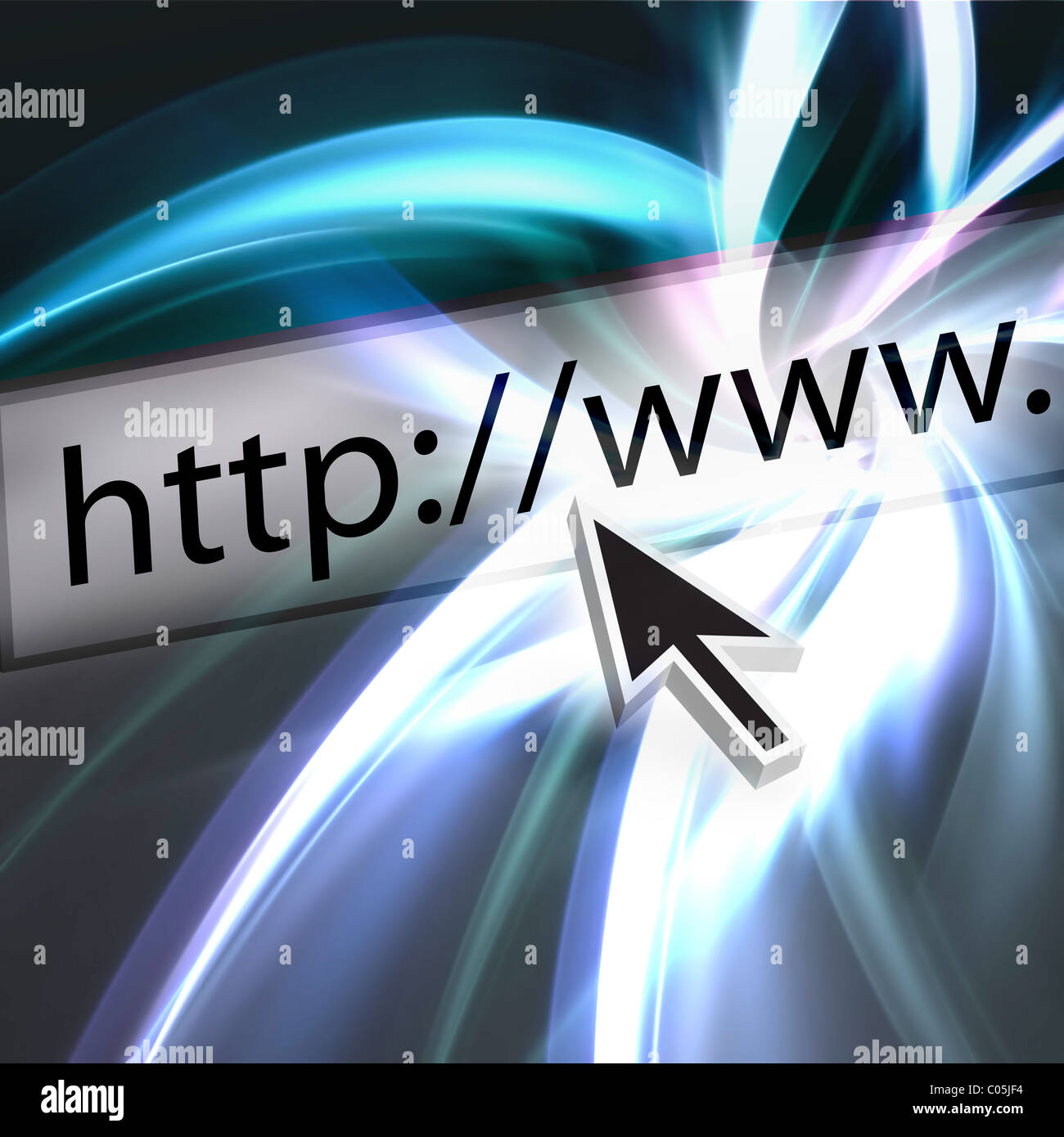 A mouse arrow pointing the the URL in the web browser address bar Stock ...